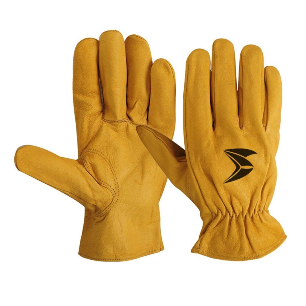 SS-4014 Driver Leather Gloves In Yellow Color With Straight Thumb ...